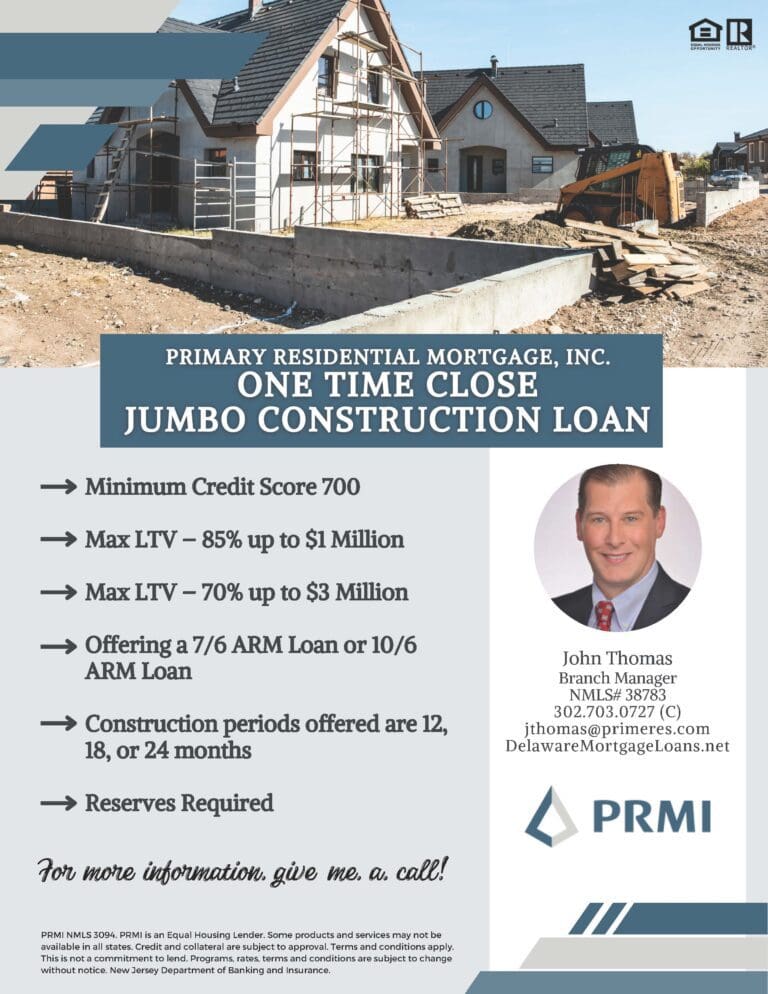 Jumbo One Time Close Construction Loan | Get FHA, VA, USDA Mortgage ...
